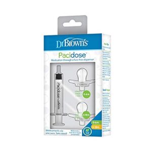 Dr. Brown's Pacidose Pacifier and Liquid Baby Medicine Dispenser with Oral Syringe and Two Sizes of Pacifier Bulbs - 0-6m and 6-18m