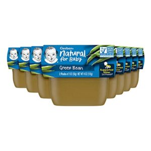 gerber 1st foods baby food, green bean puree, natural & non-gmo, 2 ounce tubs, 2-pack (pack of 8)