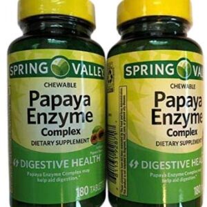 Spring Valley Chewable Papaya Enzyme Complex Tablets, 180 Count - (2 Pack)…