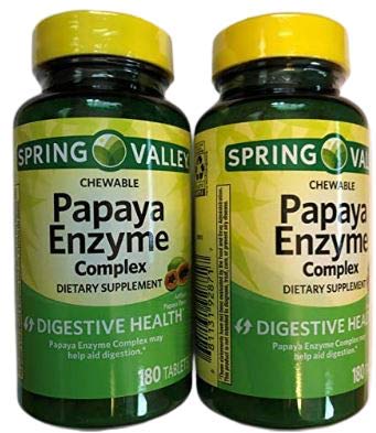 Spring Valley Chewable Papaya Enzyme Complex Tablets, 180 Count - (2 Pack)…