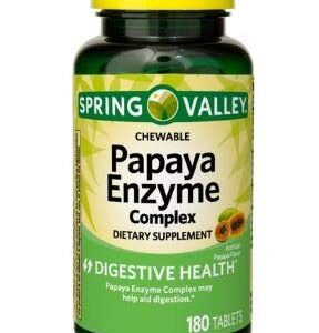 Spring Valley Chewable Papaya Enzyme Complex Tablets, 180 Count - (2 Pack)…