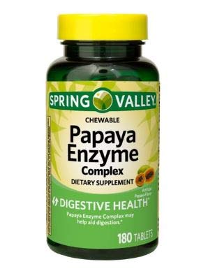 Spring Valley Chewable Papaya Enzyme Complex Tablets, 180 Count - (2 Pack)…