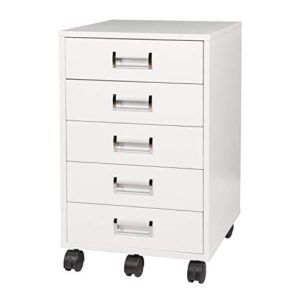 topsky 5 drawer mobile cabinet fully assembled except casters built-in handle (white)