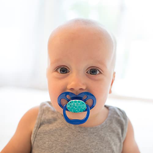 Dr. Brown's Advantage Symmetrical Pacifier with Air Flow, Blue Glow-in-the-Dark, 3-Pack, 6-18m