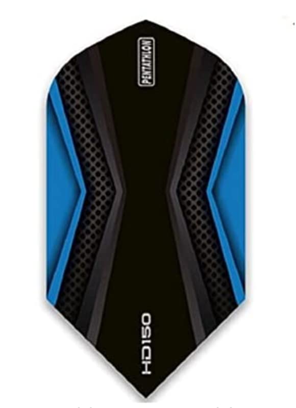 US Darts 3 Sets (9 Flights) Pentathlon HD150 Blue/Black Slim Dart Flights - 150 Micron - Super Tough