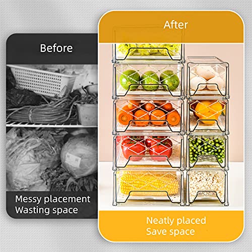 BuonHucs Pantry Organization and Storage, Refrigerator Organizer Bins, Fridge Pull-Out Drawer Containers, Stackable Storage Bins for Kitchen, Cabinet, Closet, Bathroom (2 PACK, 12.6"L x 8"W x 4.4"H)