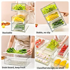 BuonHucs Pantry Organization and Storage, Refrigerator Organizer Bins, Fridge Pull-Out Drawer Containers, Stackable Storage Bins for Kitchen, Cabinet, Closet, Bathroom (2 PACK, 12.6"L x 8"W x 4.4"H)