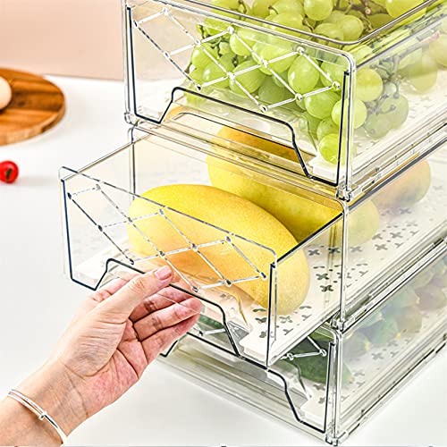 BuonHucs Pantry Organization and Storage, Refrigerator Organizer Bins, Fridge Pull-Out Drawer Containers, Stackable Storage Bins for Kitchen, Cabinet, Closet, Bathroom (2 PACK, 12.6"L x 8"W x 4.4"H)