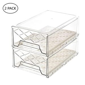 BuonHucs Pantry Organization and Storage, Refrigerator Organizer Bins, Fridge Pull-Out Drawer Containers, Stackable Storage Bins for Kitchen, Cabinet, Closet, Bathroom (2 PACK, 12.6"L x 8"W x 4.4"H)