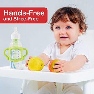 (3-Pack) Bottle Handles for Dr Brown Narrow Baby Bottles with Easy Grip Handles to Hold Their Own Bottle - BPA-Free Soft Silicone - Red Green and Blue