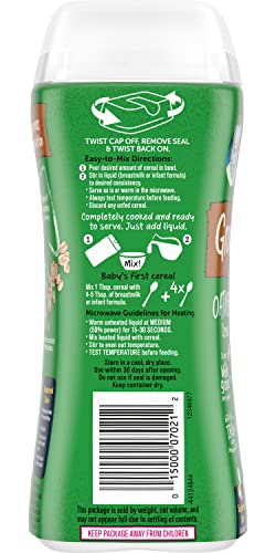 Gerber Organic for Baby 1st Foods Grain & Grow Cereal, Oatmeal Cereal, Made with Whole Grains & Iron, USDA Organic & Non-GMO, 8-Ounce Canister (Pack of 3)