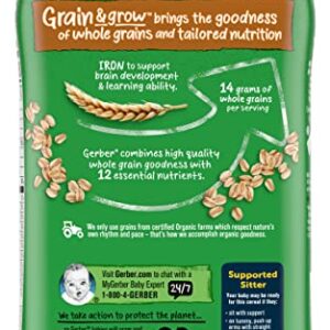 Gerber Organic for Baby 1st Foods Grain & Grow Cereal, Oatmeal Cereal, Made with Whole Grains & Iron, USDA Organic & Non-GMO, 8-Ounce Canister (Pack of 3)