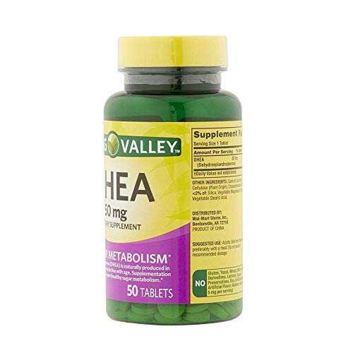 Spring Valley DHEA 50mg Dietary Supplement 50 Tablets Sugar Metabolism Vitality