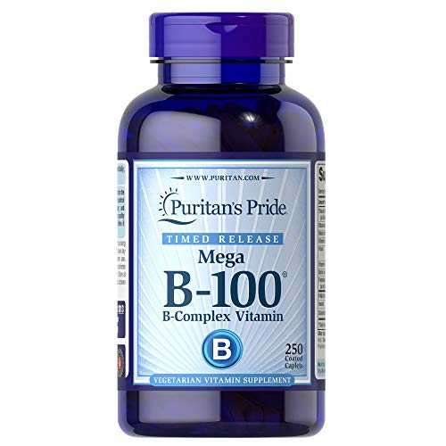 Puritan's Pride -100 Complex Timed Release Supports Energy Metabolism, Caplets, Vitamin B, 250 Count