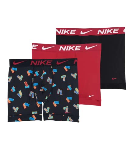 Nike Men's 3-Pack Dri-Fit Essential Micro Boxer Briefs (X-Large, Sticker/Myst/Black) (KE1157)