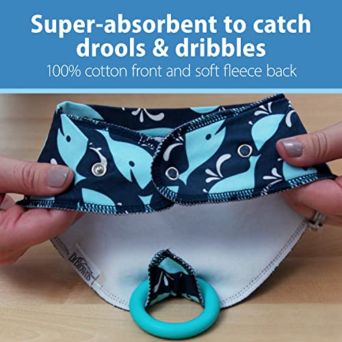 Dr. Brown's Super Soft & Absorbent Baby Bandana Bib with Snap-On Teether, 3m+, 2-Pack, Arrows & Herringbone