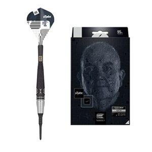 target darts phil taylor power 9-five gen 9 20g 95% tungsten soft tip darts set, black and silver (9fivegen9soft)