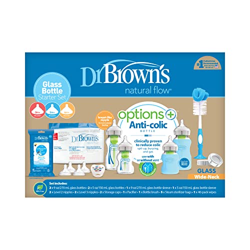 Dr. Brown's Options + Wide-Neck Glass Baby Bottle Starter Set