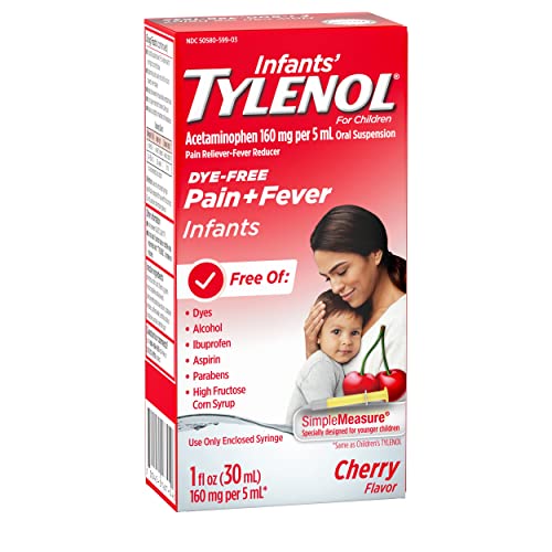 Infants' Tylenol Acetaminophen Medicine, Pain & Fever Relief, Dye-Free Cherry, 1 fl. oz