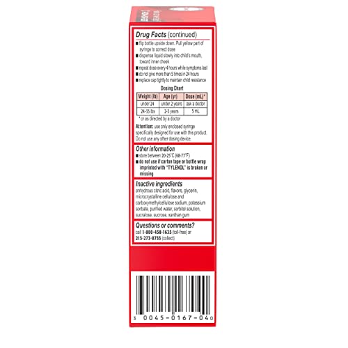 Infants' Tylenol Acetaminophen Medicine, Pain & Fever Relief, Dye-Free Cherry, 1 fl. oz