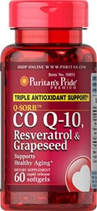 puritan’s pride q-sorb co q-10, resveratrol & grapeseed-60 rapid release softgels