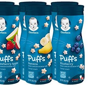 Gerber Graduates Puffs Cereal Snack, Assorted Flavors, 1.48 Ounce, 6 Count