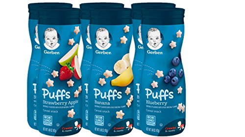 Gerber Graduates Puffs Cereal Snack, Assorted Flavors, 1.48 Ounce, 6 Count