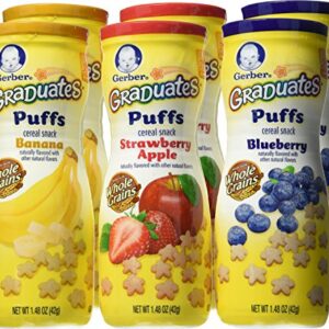 Gerber Graduates Puffs Cereal Snack, Assorted Flavors, 1.48 Ounce, 6 Count