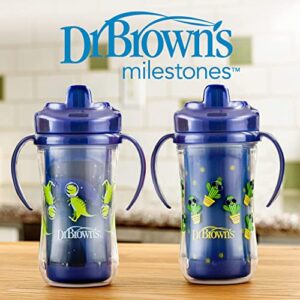 Dr. Brown’s Milestones Hard Spout Insulated Sippy Cup with Handles, Blue, 10 oz, 2 Pack, 12m+