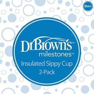 Dr. Brown’s Milestones Hard Spout Insulated Sippy Cup with Handles, Blue, 10 oz, 2 Pack, 12m+