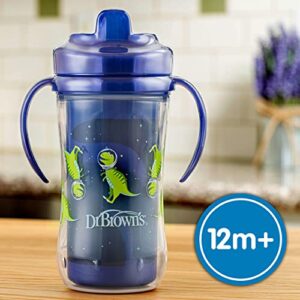 Dr. Brown’s Milestones Hard Spout Insulated Sippy Cup with Handles, Blue, 10 oz, 2 Pack, 12m+