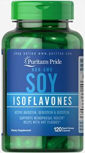 puritans pride non-gmo soy isoflavones 750 mg, may help with hot flashes in menopausal women*, 120 ct