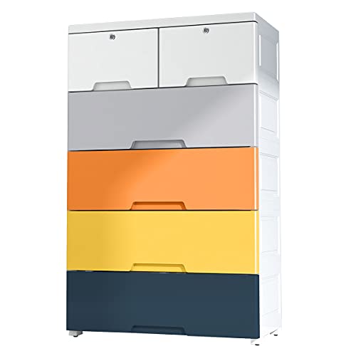 Plastic Dresser Storage 6 Drawers Dressers Storage Cabinet Tall Dresser for Clothes Plastic Drawer Dresser for Bedroom