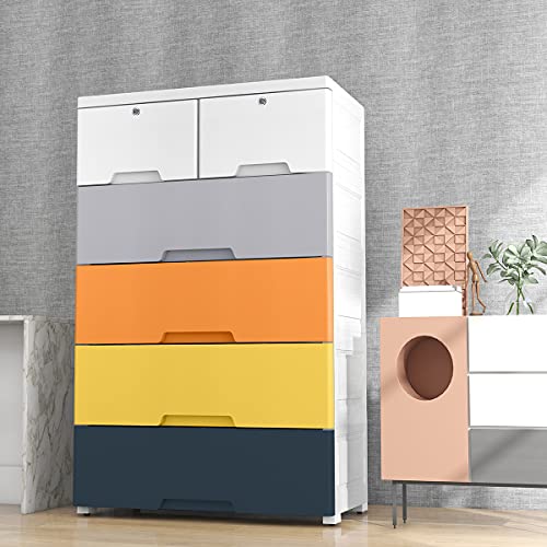 Plastic Dresser Storage 6 Drawers Dressers Storage Cabinet Tall Dresser for Clothes Plastic Drawer Dresser for Bedroom