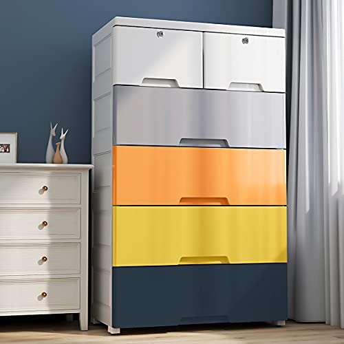 Plastic Dresser Storage 6 Drawers Dressers Storage Cabinet Tall Dresser for Clothes Plastic Drawer Dresser for Bedroom