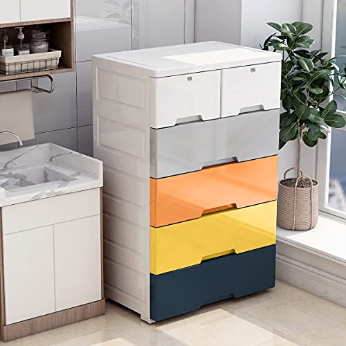 Plastic Dresser Storage 6 Drawers Dressers Storage Cabinet Tall Dresser for Clothes Plastic Drawer Dresser for Bedroom