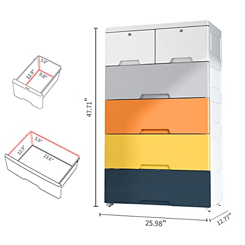 Plastic Dresser Storage 6 Drawers Dressers Storage Cabinet Tall Dresser for Clothes Plastic Drawer Dresser for Bedroom