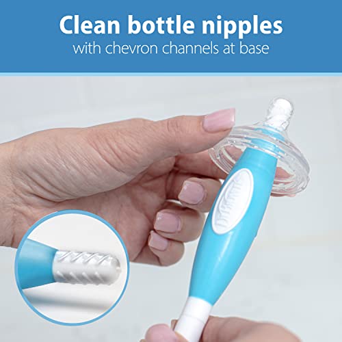 Dr. Brown's Soft Touch No Scratch Baby Bottle Cleaning Brush Nipple Cleaner with Stand and Storage Clip, BPA Free, Blue 1-Pack