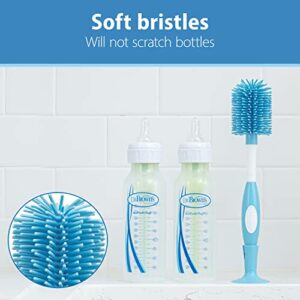 Dr. Brown's Soft Touch No Scratch Baby Bottle Cleaning Brush Nipple Cleaner with Stand and Storage Clip, BPA Free, Blue 1-Pack