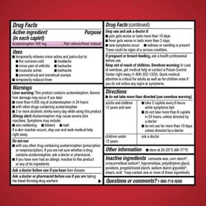 Amazon Basic Care Extra Strength Pain Relief, Acetaminophen Caplets, 500 mg, 200 Count