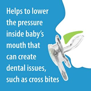 Dr. Brown's PreVent Orthodontic Baby Pacifier, Suction Free Air Channel, Contoured Butterfly Shield is Gentle on Face, Made in USA, Stage 2, 6-18m, 4-Pack, Glow in the Dark - Blue