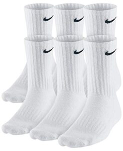 nike dri-fit training cotton cushioned crew socks (large, white)