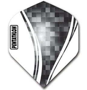 us darts pentathlon black/white standard dart flights – 3 sets (9 flights) – 100 micro (ex-tough)