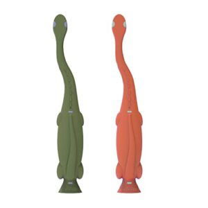 Dr. Brown's Baby and Toddler Toothbrush, Green and Orange Dinosaur 2-Pack, 1-4 Years