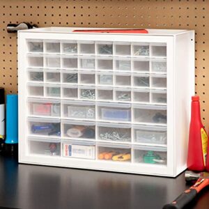 IRIS USA 44 Drawer Stackable Storage Cabinet for Hardware Crafts and Toys, 19.5-Inch W x 7-Inch D x 15.5-Inch H, White - Small Brick Organizer Utility Chest, Scrapbook Art Hobby Multiple Compartment