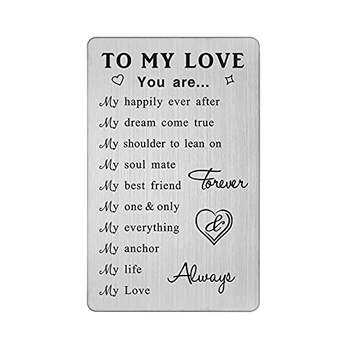 TANWIH To My Love Wallet Card Gifts, 10 Reasons Why I Love You, Romantic Anniversary Cards Gift for Her Him, Wedding Christmas Presents