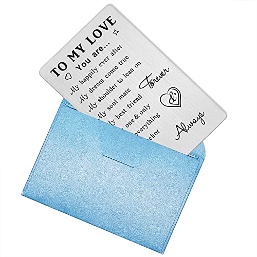 TANWIH To My Love Wallet Card Gifts, 10 Reasons Why I Love You, Romantic Anniversary Cards Gift for Her Him, Wedding Christmas Presents