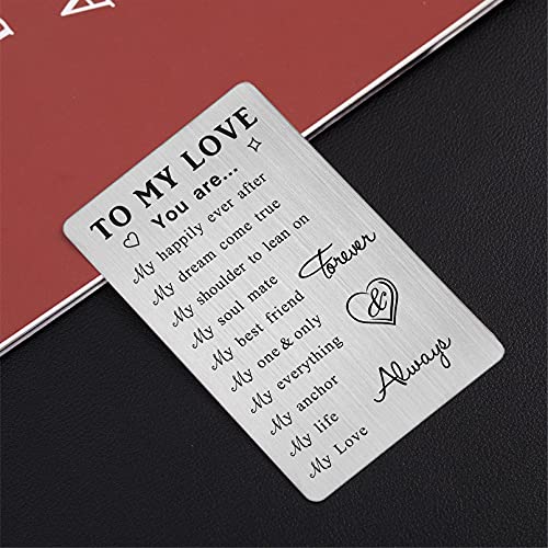 TANWIH To My Love Wallet Card Gifts, 10 Reasons Why I Love You, Romantic Anniversary Cards Gift for Her Him, Wedding Christmas Presents