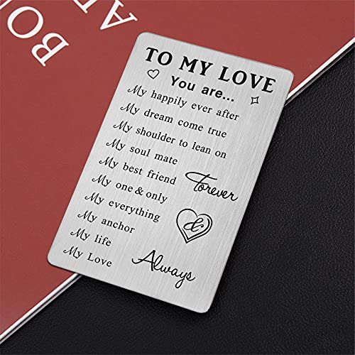 TANWIH To My Love Wallet Card Gifts, 10 Reasons Why I Love You, Romantic Anniversary Cards Gift for Her Him, Wedding Christmas Presents