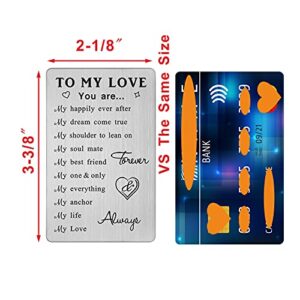 TANWIH To My Love Wallet Card Gifts, 10 Reasons Why I Love You, Romantic Anniversary Cards Gift for Her Him, Wedding Christmas Presents